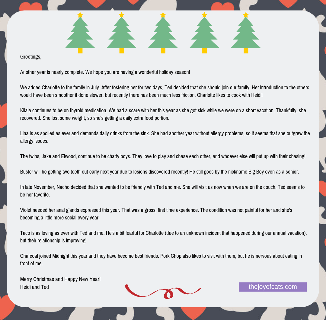 2018 Annual Holiday Card Letter Written By A Cat Lady 
